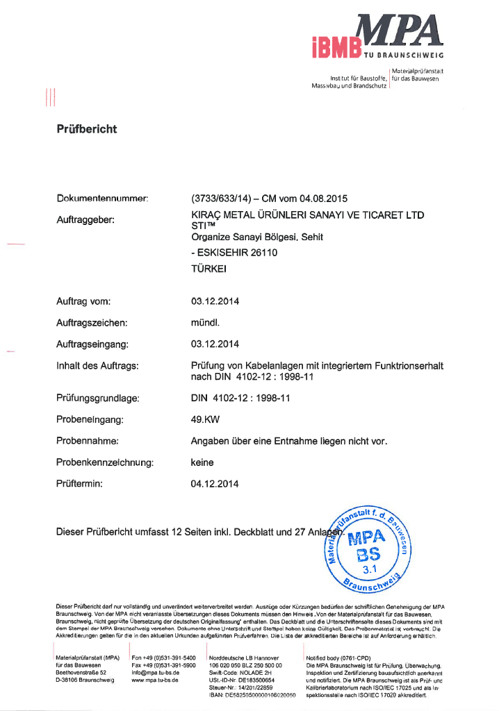 CERTIFICATES – Kıraç Metal